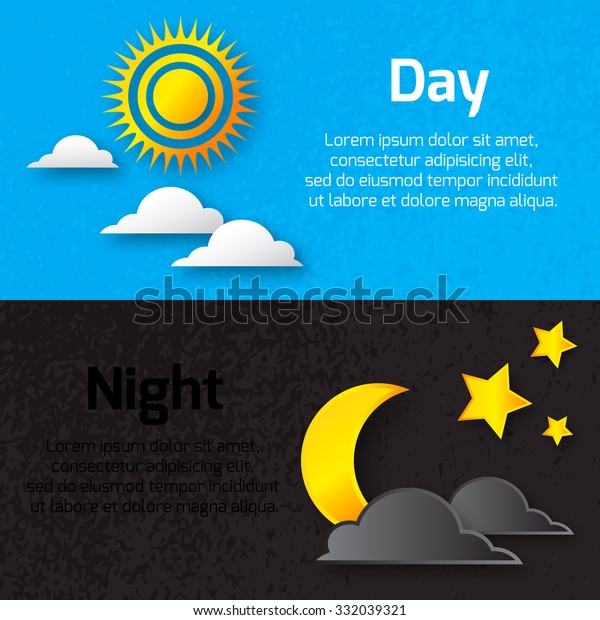 Day Night Sun Stars Moon Shadows Stock Vector (Royalty Free) 332039321 ...