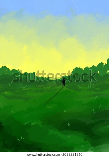 Day Scene Anime Background Illustration Blue Stock Vector (Royalty Free ...