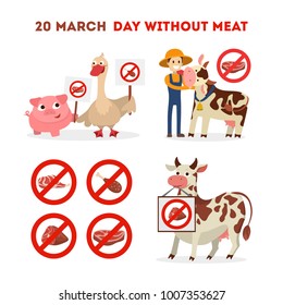 Day Without Meat Meatout Against Cruelty Stock Vector (Royalty Free ...