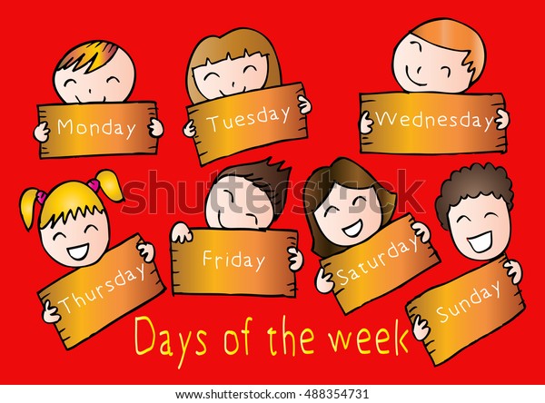 Days Week Children Cartoon Style Stock Vector (Royalty Free) 488354731 ...