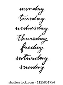 Days Week Lettering Set Hand Drawn Stock Vector (Royalty Free ...