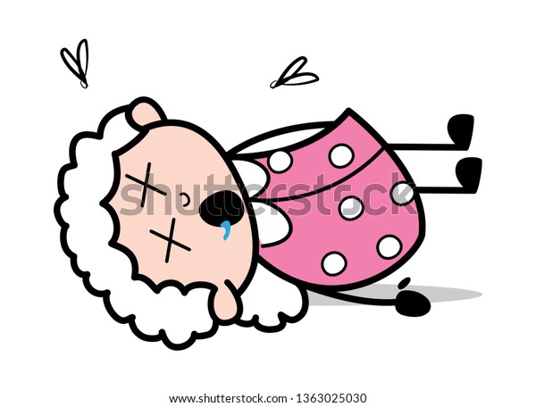 Dead Old Cartoon Granny Vector Illustration Stock Vector (Royalty Free ...