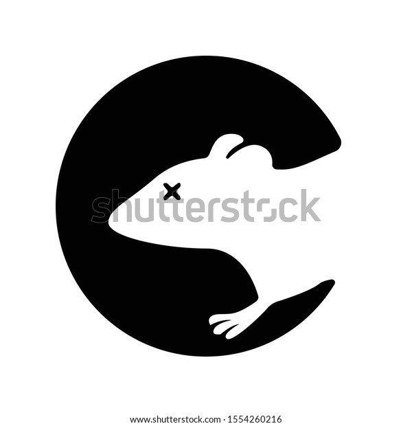 Logo de la silueta de rata muerta. vector de símbolo de ratón negro.