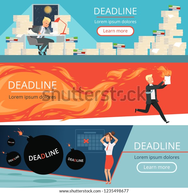 Deadline Banners Workload Office Managers Work Stock Vector (Royalty ...