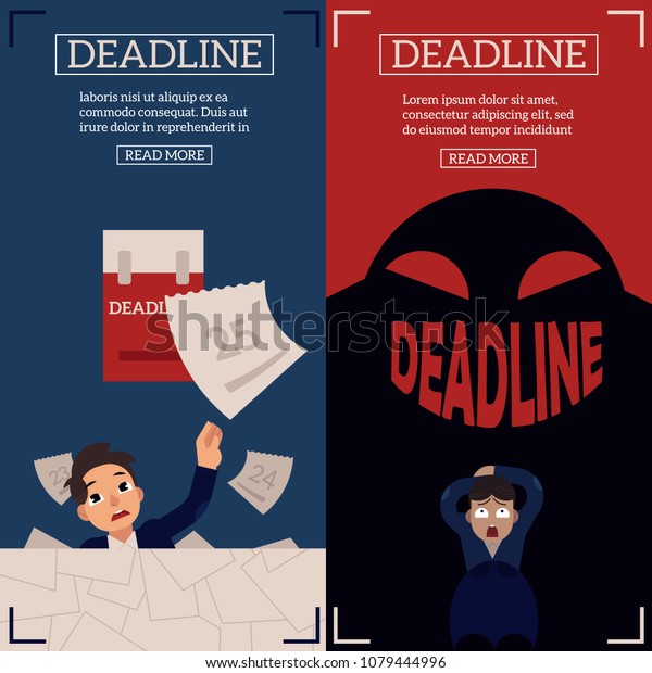 Deadline Time Management Banners Set Businessman Stock Vector (Royalty ...