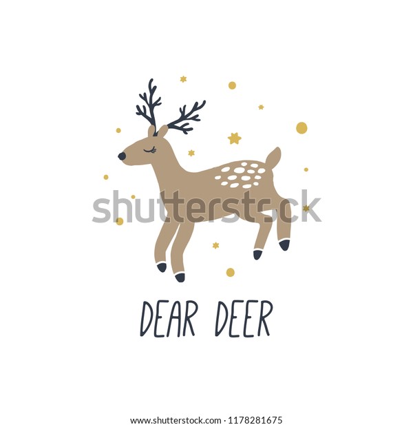 Dear Deer Vector Cute Animal Cartoon: vector de stock (libre de ...