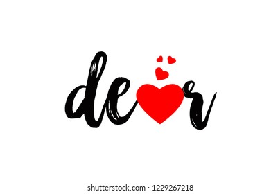 Dear Word Text Red Love Heart Stock Vector (Royalty Free) 1229267218 ...