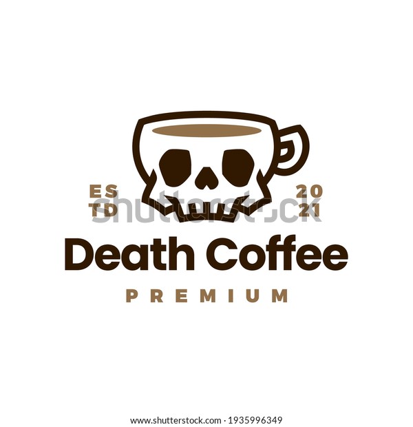 Death Coffee Skull Cup Drink Logo Stock Vector (Royalty Free) 1935996349