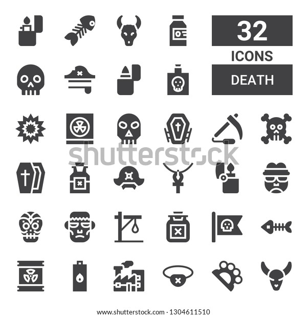 Death Icon Set Collection 32 Filled Stock Vector (Royalty Free ...