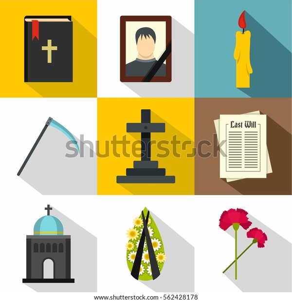 Death of person icons set. Flat illustration of 9 death of person ...