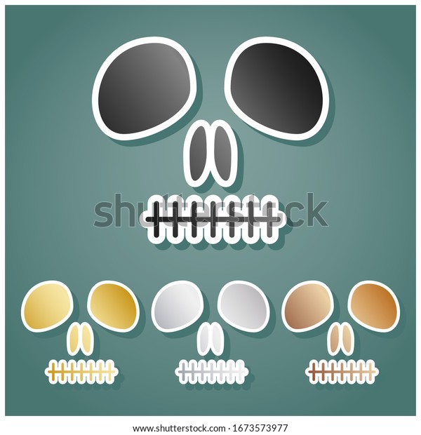 Death Skull Sign Set Metallic Icons Stock Vector (Royalty Free ...