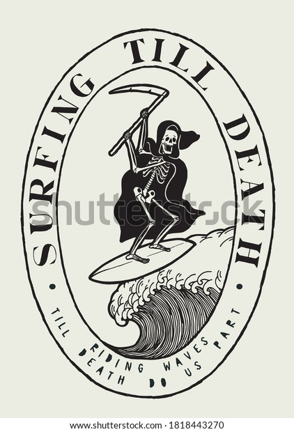 Death Surfing On Wave Surfing Waves Stock Vector (Royalty Free ...