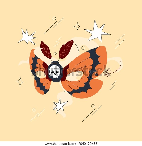 Deaths Head Hawk Moth Mask Isolated Stock Vector (Royalty Free ...