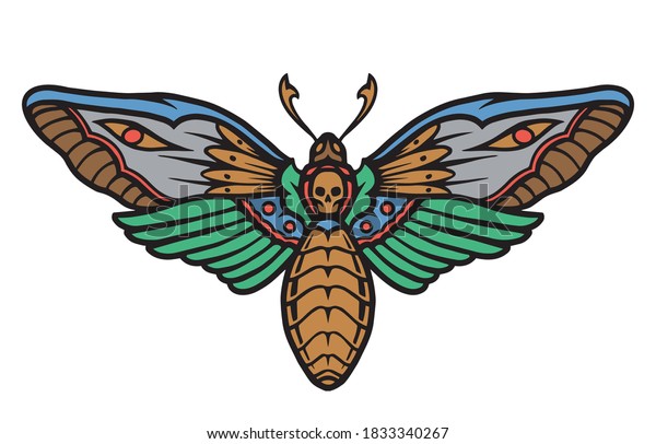 Deaths Head Moth Colorful Concept Vintage Stock Vector (Royalty Free ...