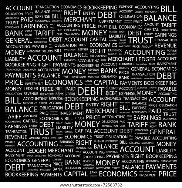 Debit Word Collage On Black Background Stock Vector (Royalty Free ...
