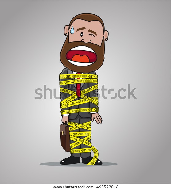 Debt Business Man Rope Tie Cartoon Stock Vector (Royalty Free ...