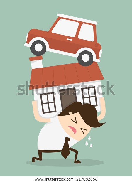 Debt Cartoon Vector Illustration Stock Vector (Royalty Free) 217082866 ...