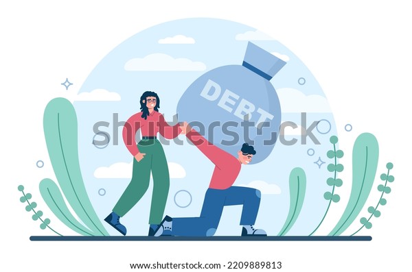 Debt Concept Character Loan Liability Problem Stock Vector (Royalty ...