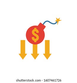 Debt Crisis Icon Simple Element Risk Stock Vector (Royalty Free ...