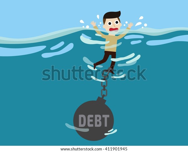 Debt Cute Cartoon Design Illustration Stock Vector (Royalty Free ...