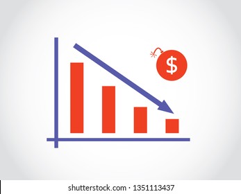 Debt Dollar Interest Rate Increase Graph Stock Vector (Royalty Free ...
