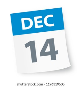 December 14 Calendar Icon Vector Illustration Stock Vector (Royalty ...