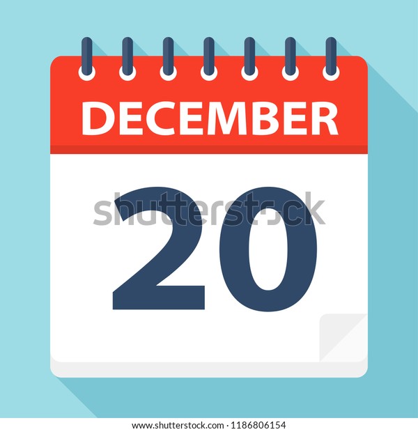 December 20 Calendar Icon Vector Illustration Stock Vector (Royalty ...