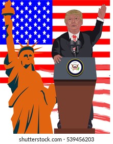 56 Statue of liberty trump Stock Illustrations, Images & Vectors ...
