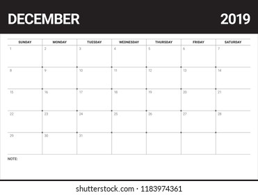 December 2019 Desk Calendar Vector Illustration Stock Vector (Royalty ...