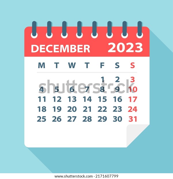 December 2023 Calendar Leaf Illustration Vector Stock Vector (Royalty ...