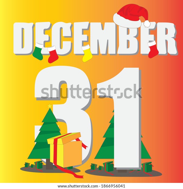 December Calendar Illustration Complete Decorations Stock Vector ...