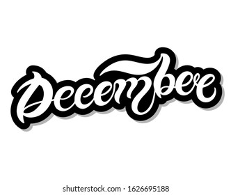 December Hand Drawn Lettering Vector Illustration Stock Vector (Royalty ...