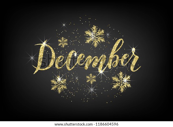 December Text Hand Lettering Typography Vector Stock Vector (Royalty ...