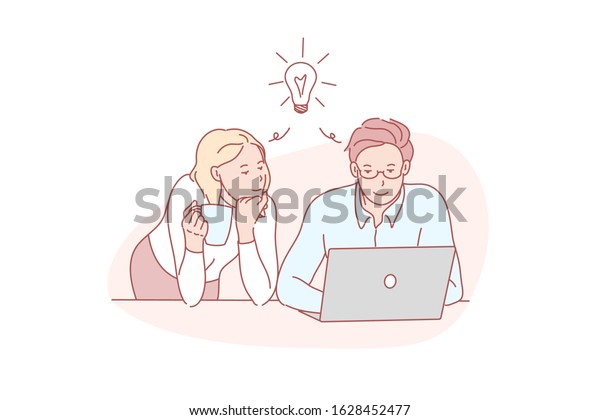 Decision Together Thinking Coworker Concept Coworkers Stock Vector ...