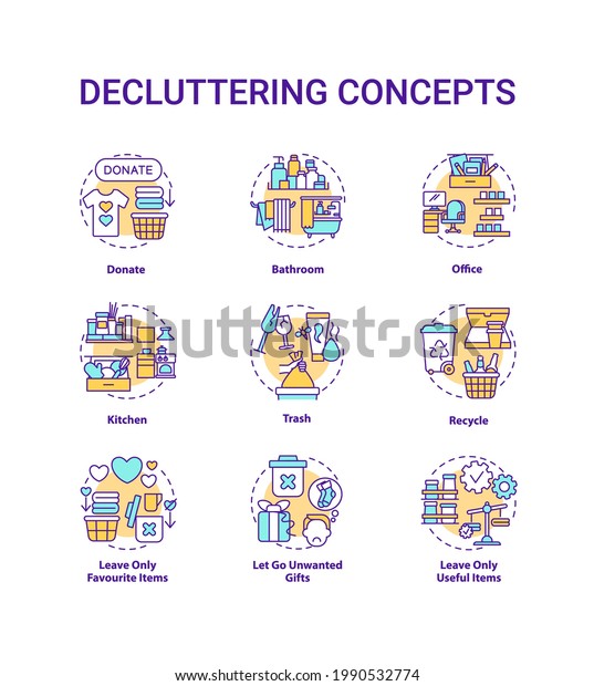 Decluttering Concept Icons Set Donate Recycle Stock Vector (Royalty ...