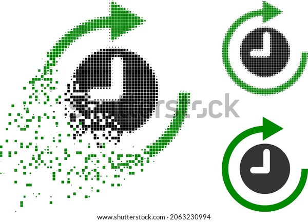 Decomposed Pixelated Clockwise Rotation Pictogram Halftone Stock Vector ...