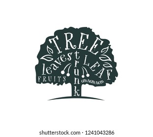 Deconstruction Typography Tree Out Words Print Stock Vector (Royalty ...