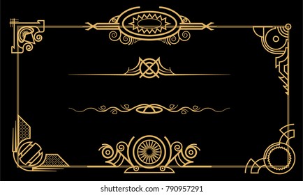 Decor Documents Golden On Black Strict Stock Vector (Royalty Free ...