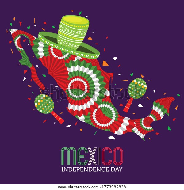 Decorated Map Mexico Mexico Independence Day Stock Vector (Royalty Free ...