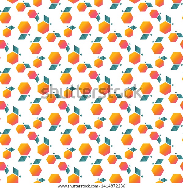 Decorative Abstract Geometric Apple Seamless Pattern Stock Vector ...