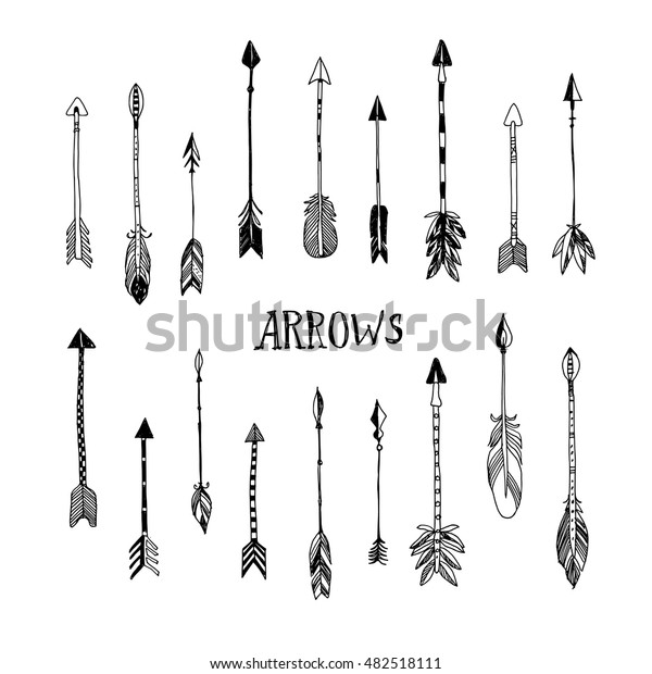 Decorative Arrows Collection Hand Drawn Vector Stock Vector (Royalty ...