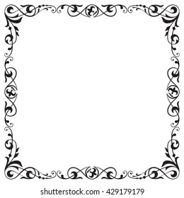 Decorative Black Square Frame Corner Vignette Stock Vector (Royalty ...