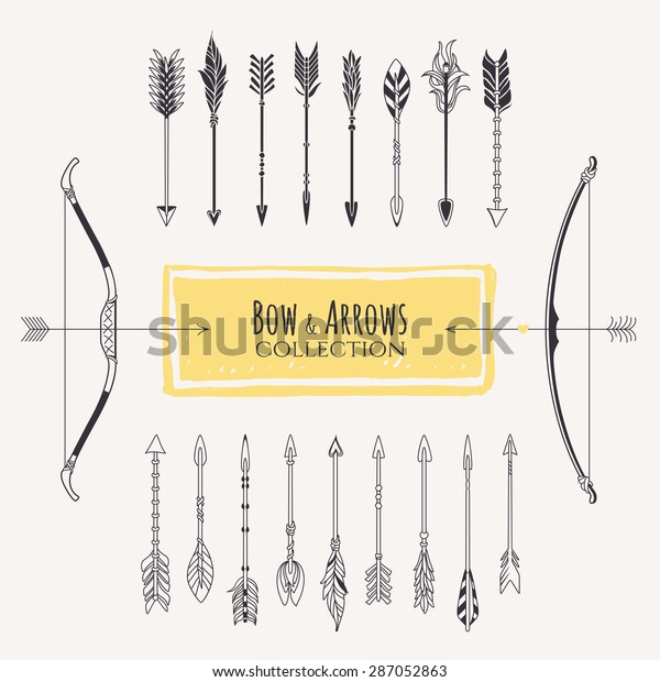 Decorative Bows Arrows Collection Hand Drawn Stock Vector (Royalty Free ...