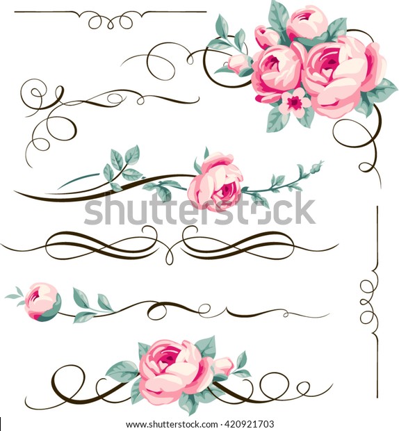 Decorative calligraphic elements and flowers for your design. Floral ...
