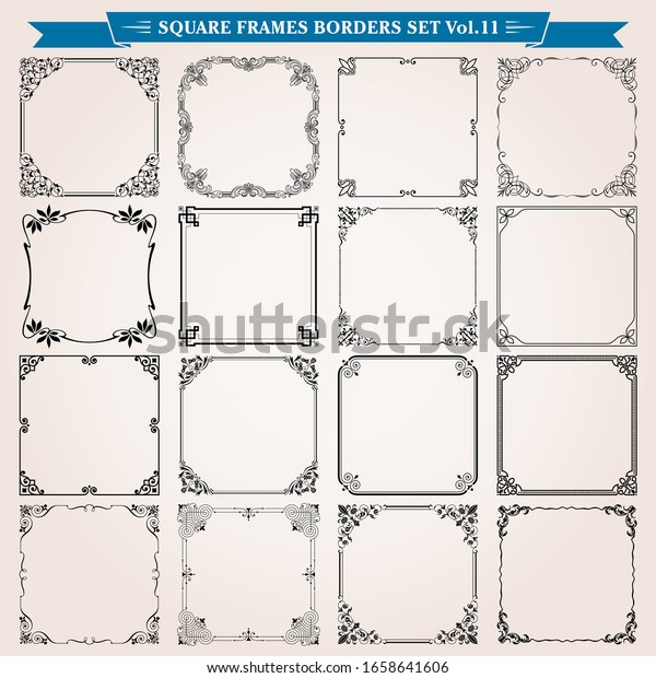Decorative Classic Vintage Square Frames Borders Stock Vector (Royalty ...