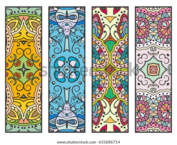 Decorative Colorful Lace Borders Patterns Tribal Stock Vector (Royalty ...