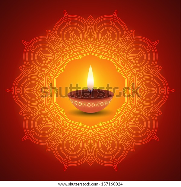 Decorative Diwali Lamp Design Stock Vector (Royalty Free) 157160024