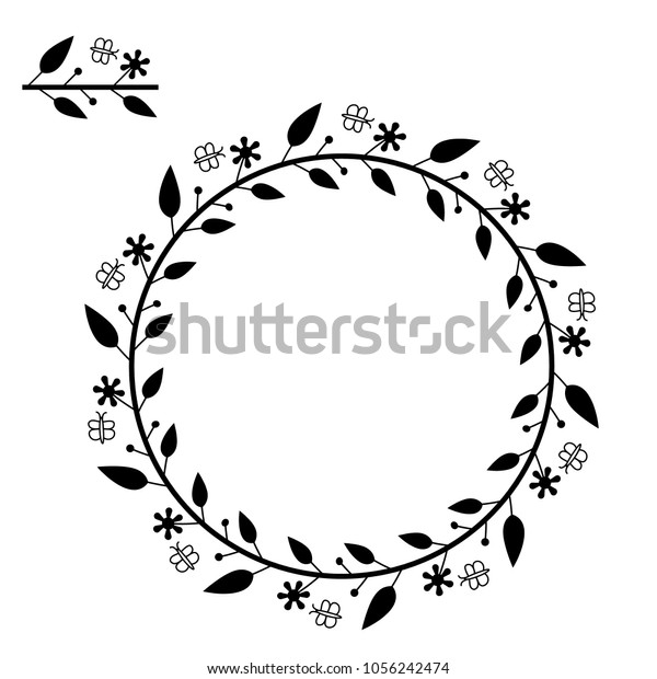 Decorative Floral Round Frame Label Vector Stock Vector (Royalty Free ...