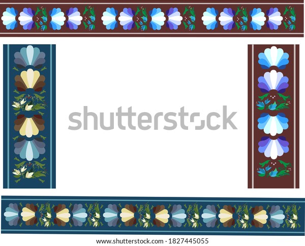 Decorative Flower Borders Medieval Style Stock Vector (Royalty Free ...