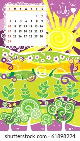 Decorative Frame Calendar July Stock Vector (Royalty Free) 61898224 ...